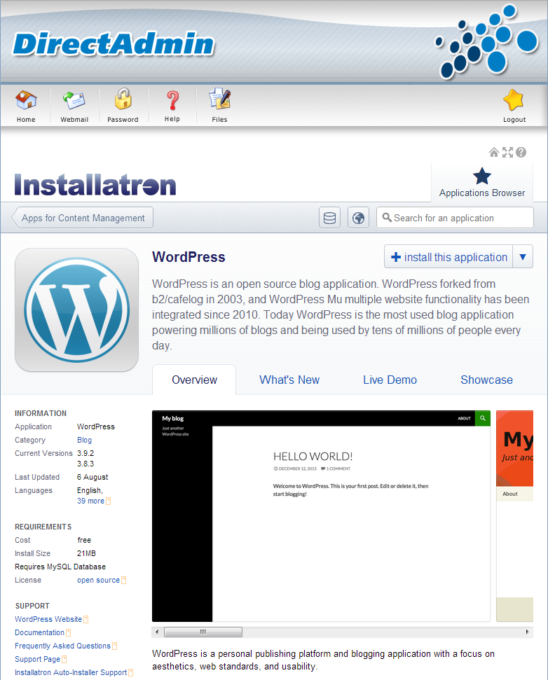 Installing WordPress on a Subdomain